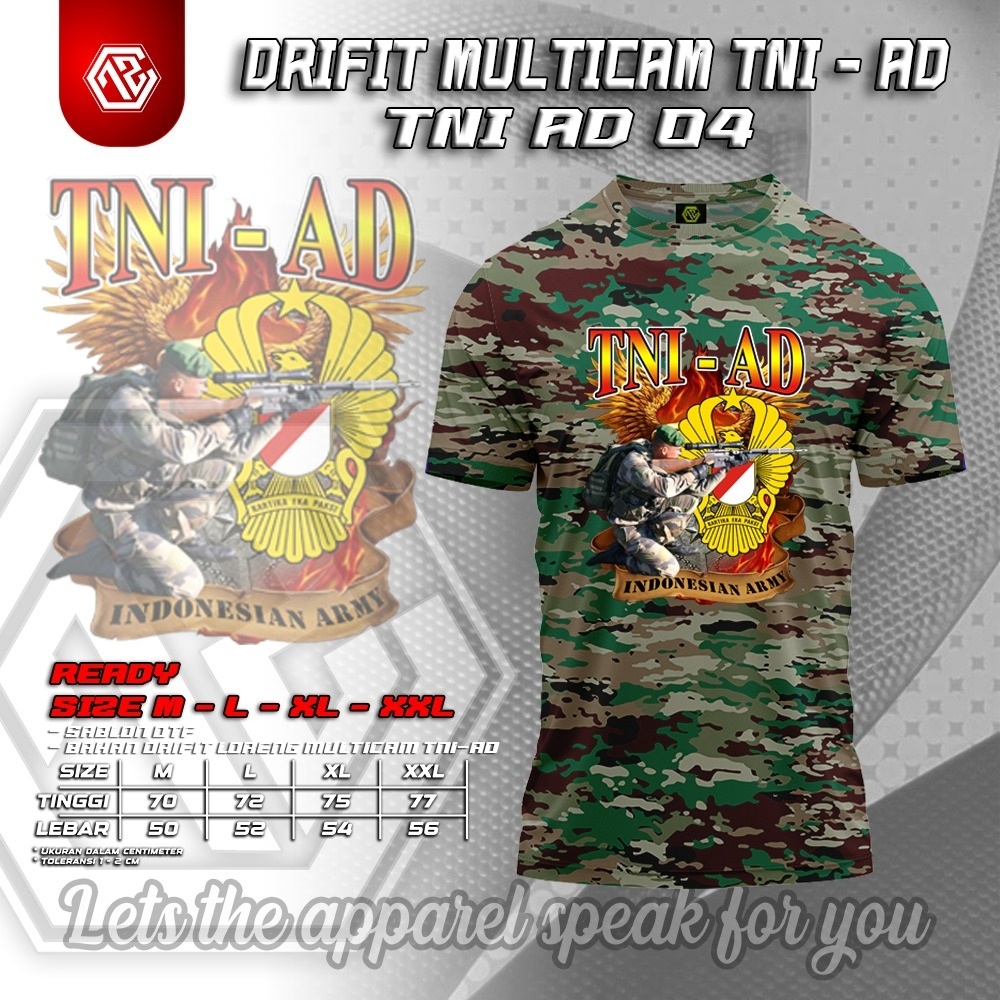 Screen Printed Dryfit Kasad TNI AD Striped T-shirt / Dryfit Land Matra ...