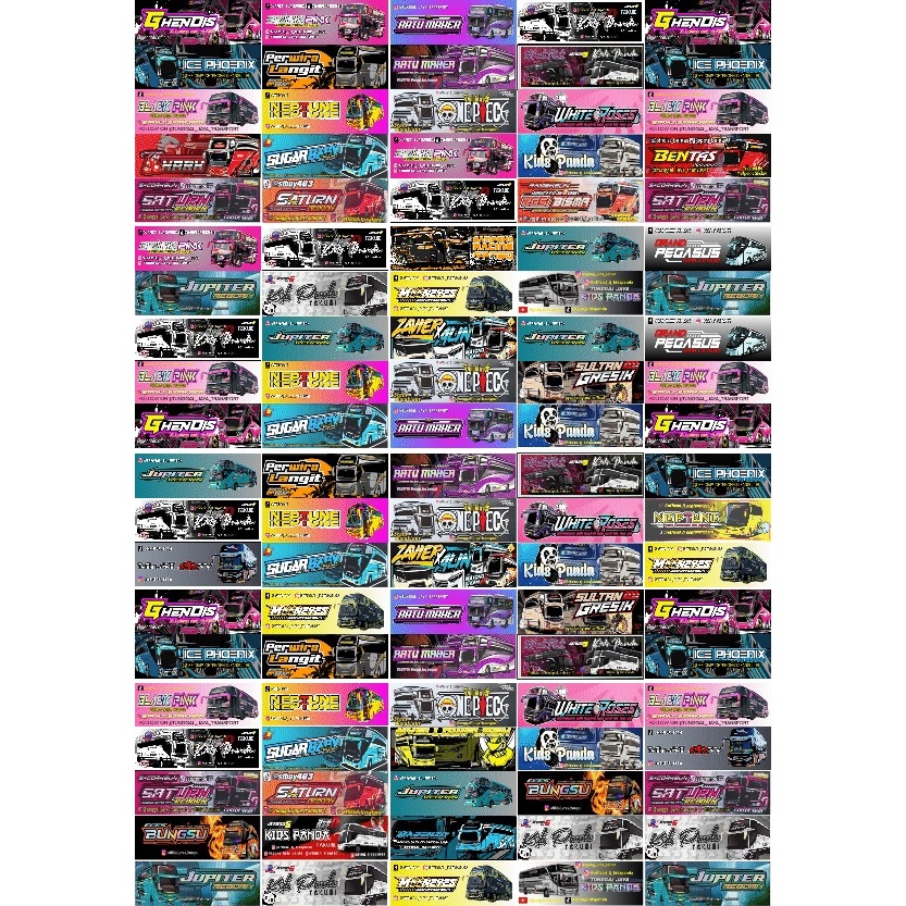 PUTIH RATU Newest Bus Stickers 100 Sheets Mixed Shiny Glossy Paper ...