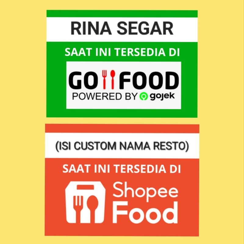 Online Food Vinyl Stickers Now Available in Gofood Shopee Restaurant ...