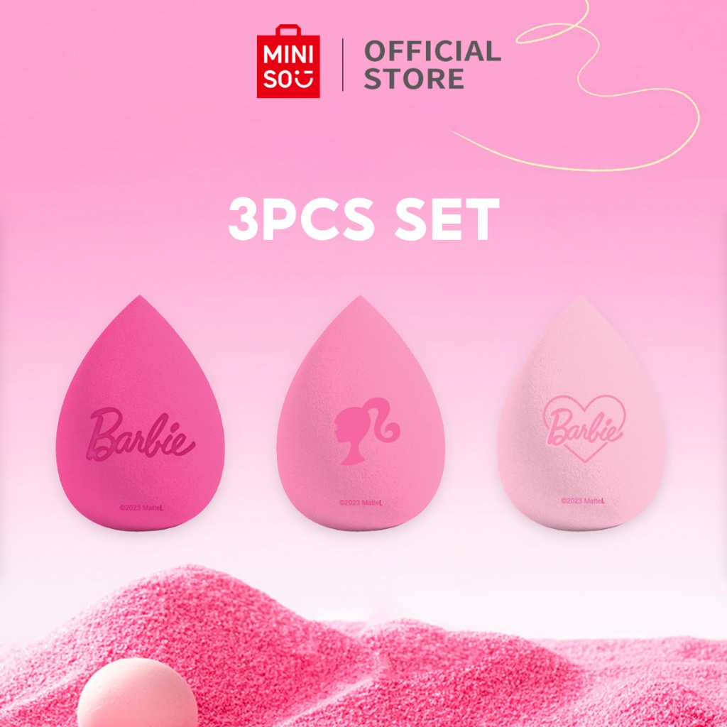MINISO X Barbie Makeup Sponge 3pcs Beauty Blender Sponge Cosmetic Tool ...