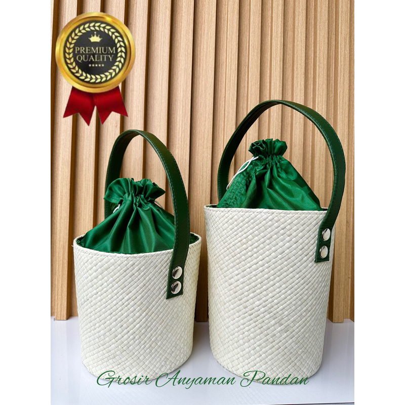 Pandan Bag Plain Bucket Handle One Vinyl ARMY hampers Bag gift Parcel ...