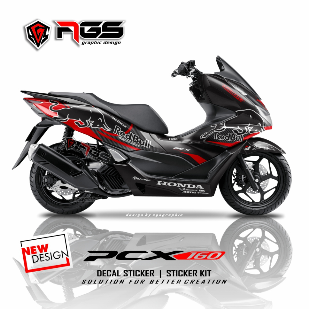 Decal HONDA PCX160 FULL BODY/DECAL Sticker PCX 160 REDBULL ...