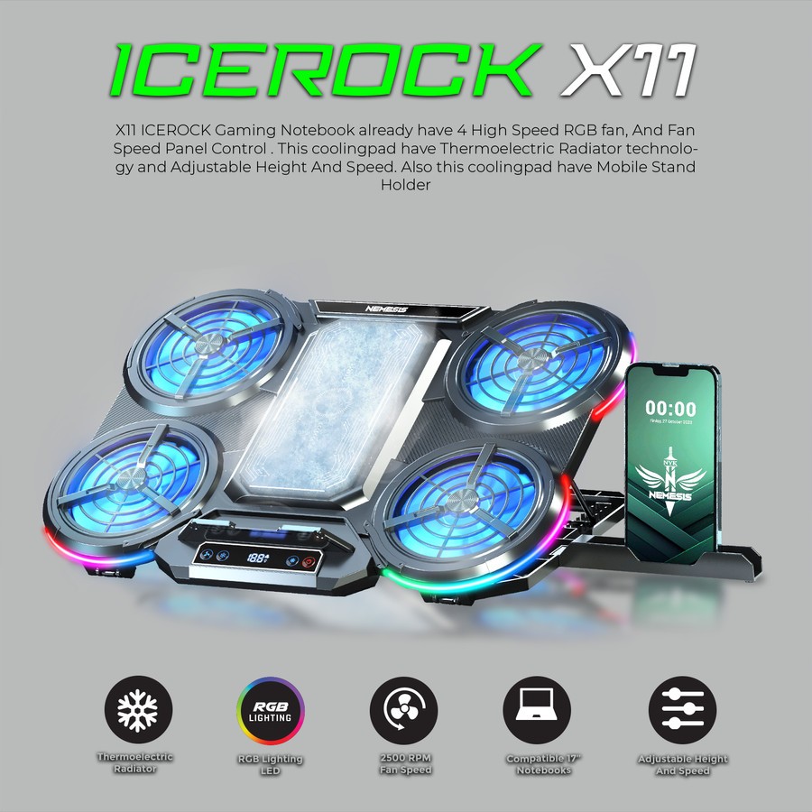 Fan Cooling pad Cooler Laptop Thermoelectric NYK Nemesis ICEROCK X11 ...