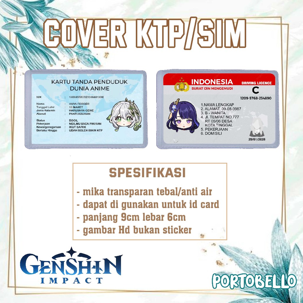 Protective Cover Id Card KTP SIM Character Genshin Impact Zhongli ...