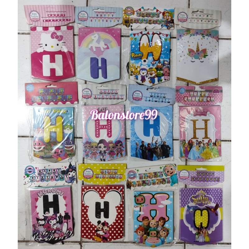 Children's Character Happy Birthday Banner / Birthday Banner | Shopee ...