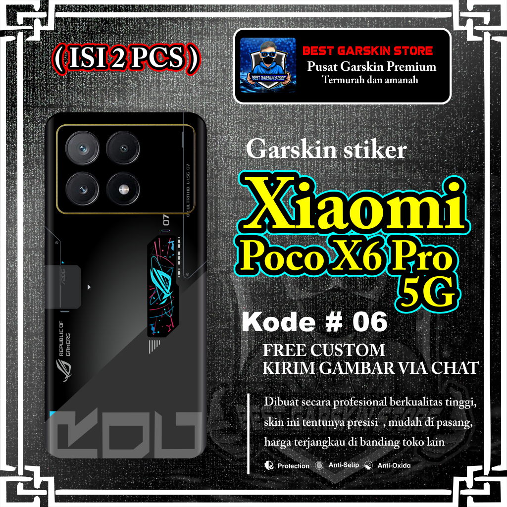 (Isi 2pcs) Garskin Sticker Xiaomi Poco X6 Pro 5G Motif 06-10 (Can ...