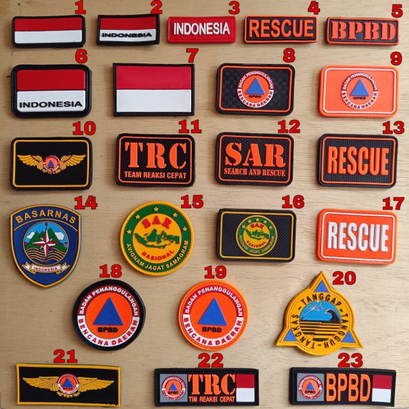 Bpbd logo rubber patch - tisar - rescue - bnpb - basarnas - rubber ...