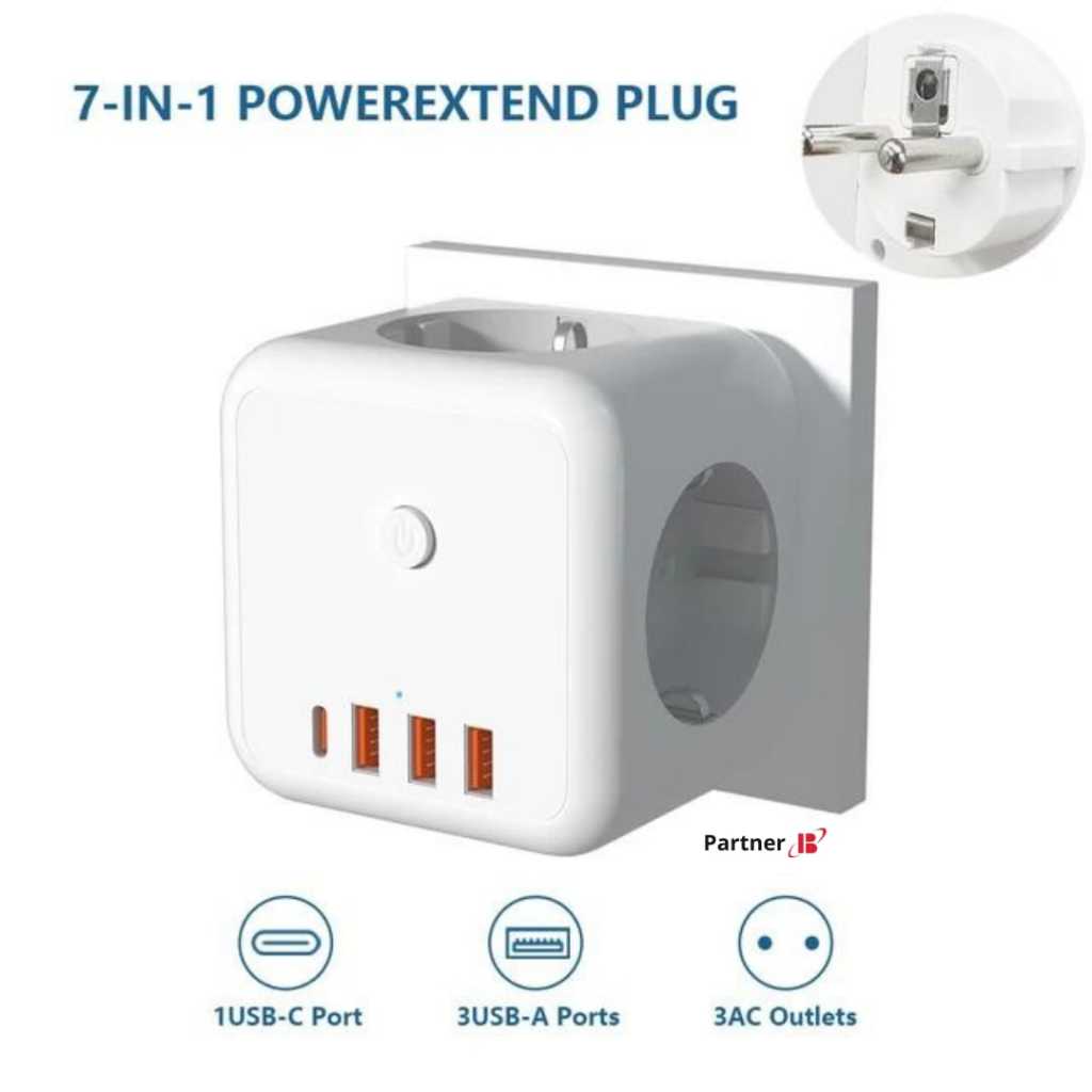 7in1 Multifunctional socket socket socket*3+USB*3+TypeC*1 safer 20W ...