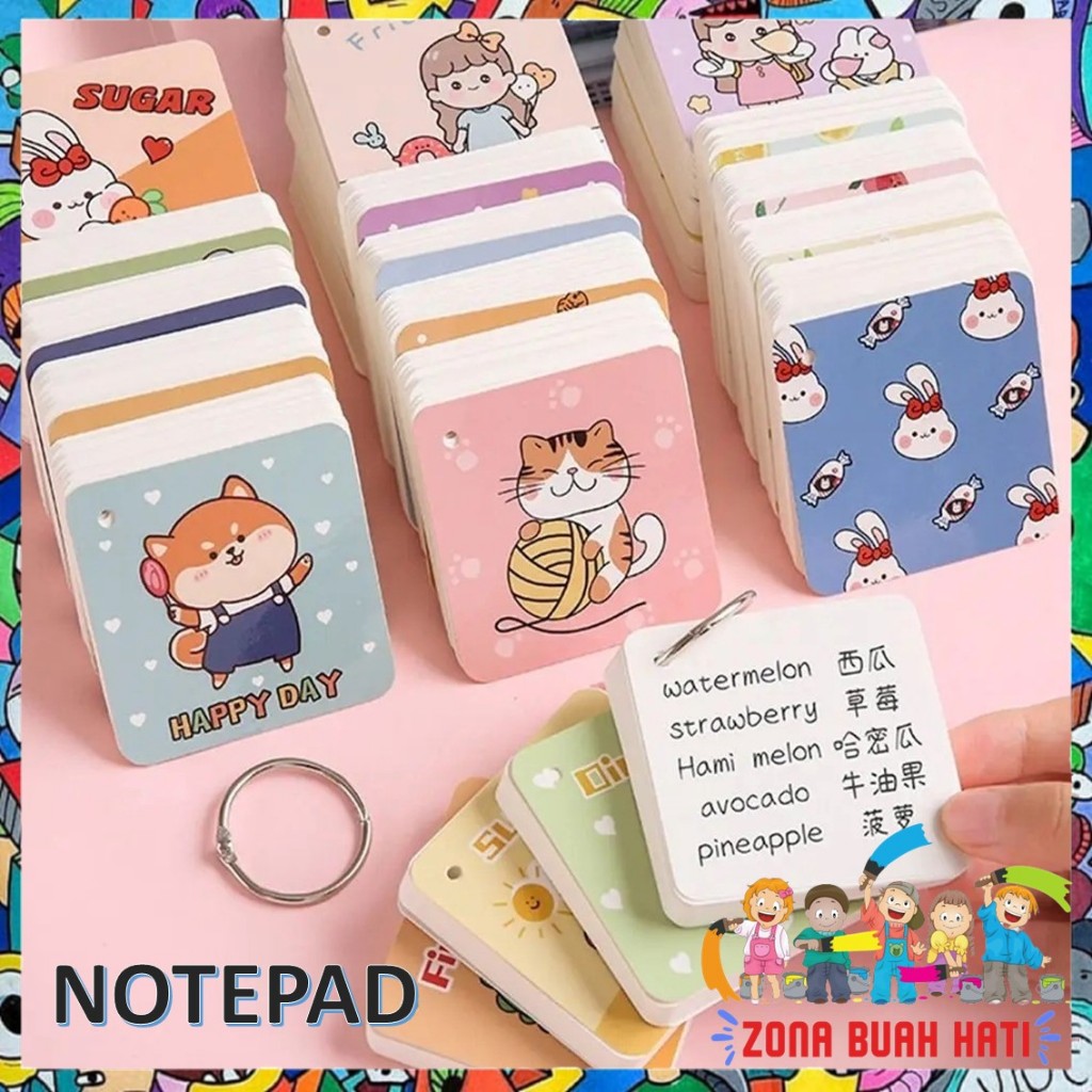 GANTUNGAN Zbh Mini Ring Notebook Contains 80 Sheets Cute Character ...
