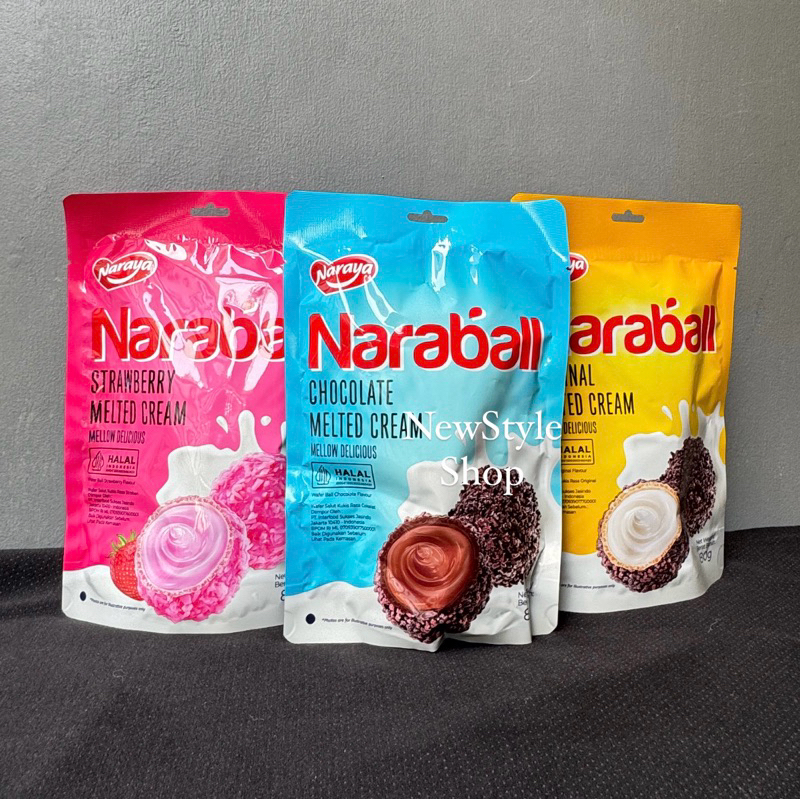 Naraya NARABALL Wafer Ball Original Chocolate Strawberry Melted Cream ...