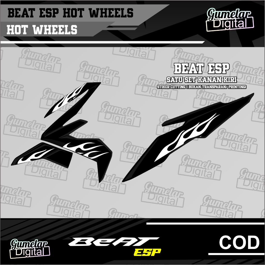 Cutting Sticker HONDA BEAT ESP BEAT STREET DESIGN Fire HOT WHEELS ...