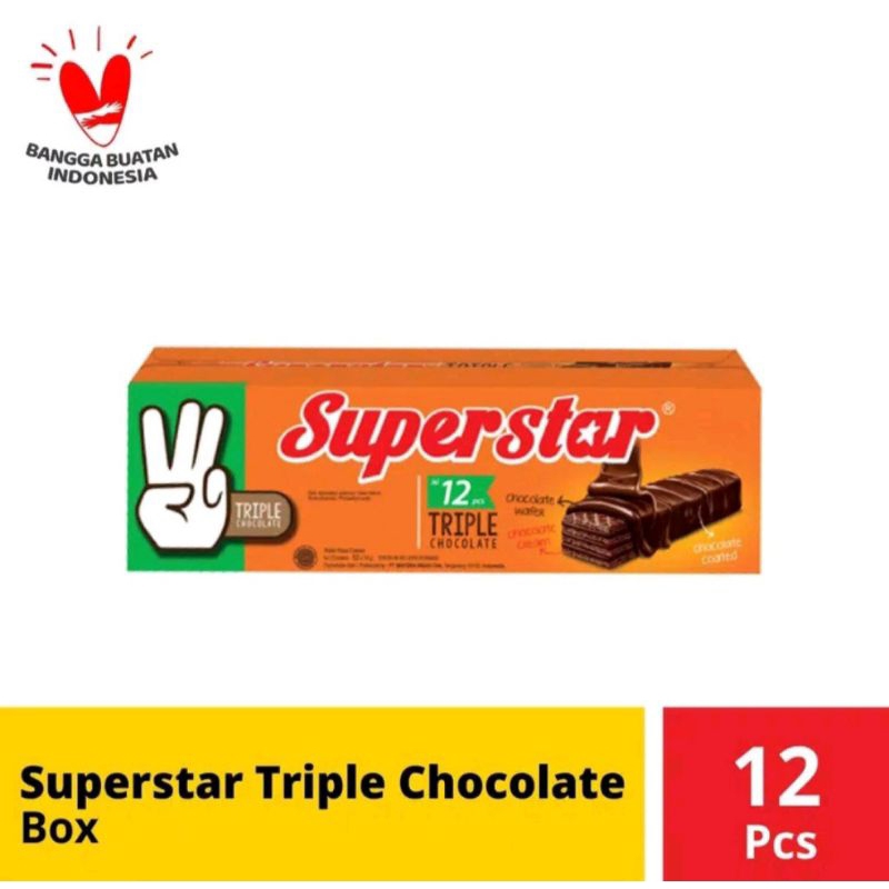 Superstar WAFER Chocolate box Triple Chocolate MAYORA Contents 12 Packs ...