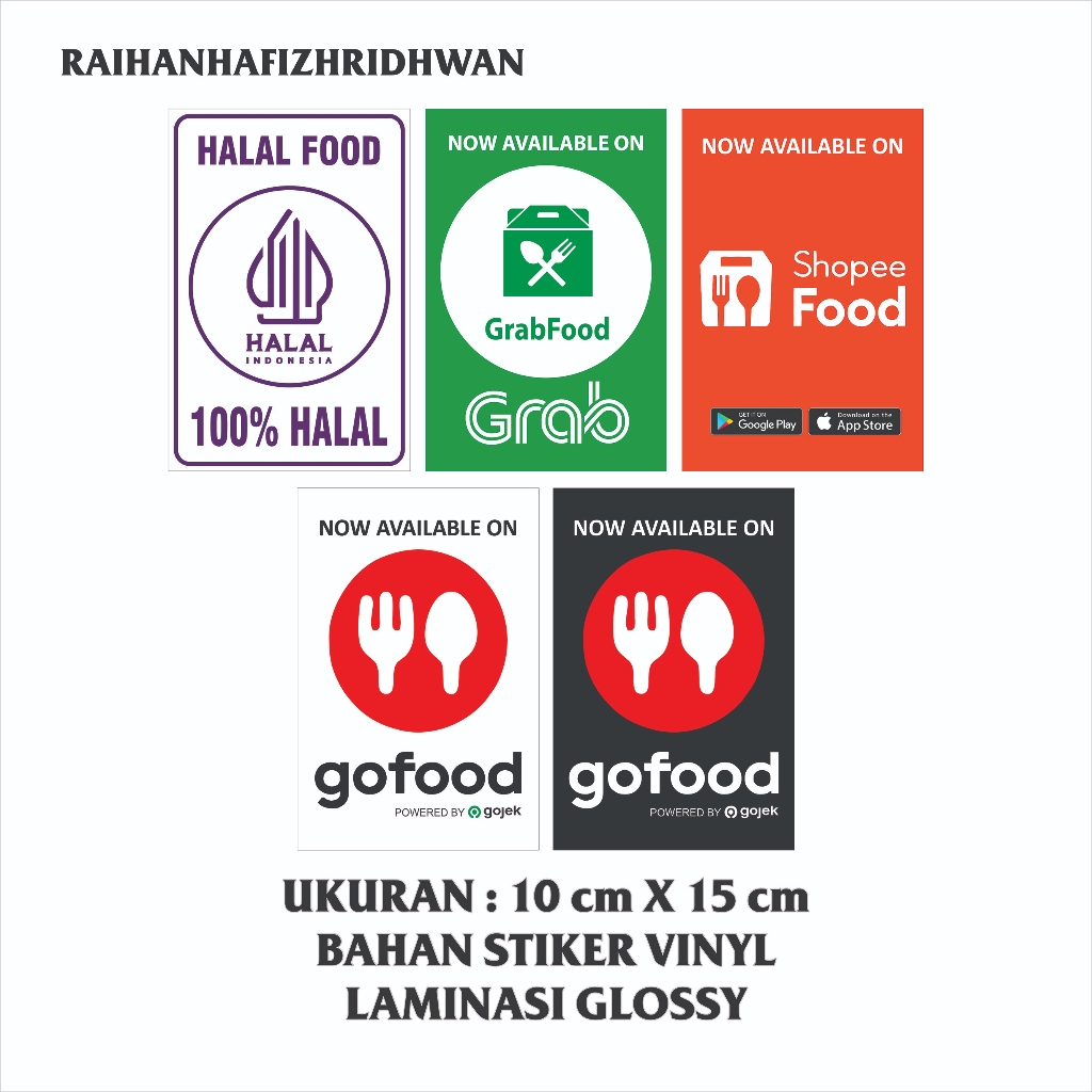 Halal LOGO VINYL Sticker/GRABFOOD LOGO/SHOPEEFOOD LOGO/GOFOOD LOGO ...
