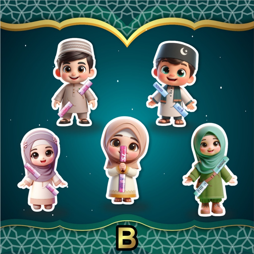 Lebaran Angpao Character Envelope Lebaran Money Slip Character THR Hug ...