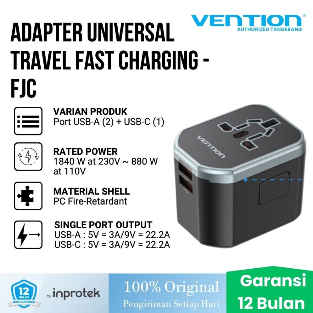 Vention Travel Adapter Universal USB Adapter Fast Charger AC Plug ...