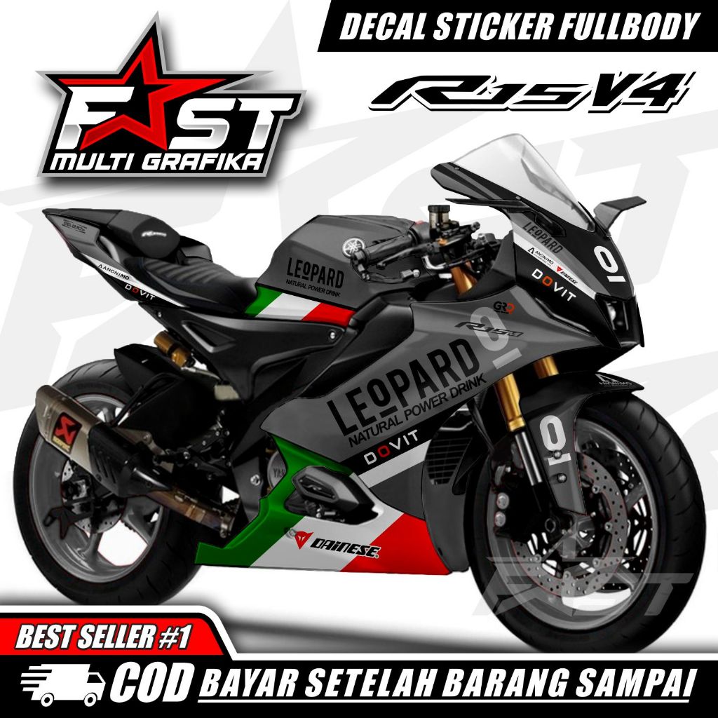 Yamaha R15 V4 Fullbody Leopard Motorcycle Decal Sticker Simple Striping ...