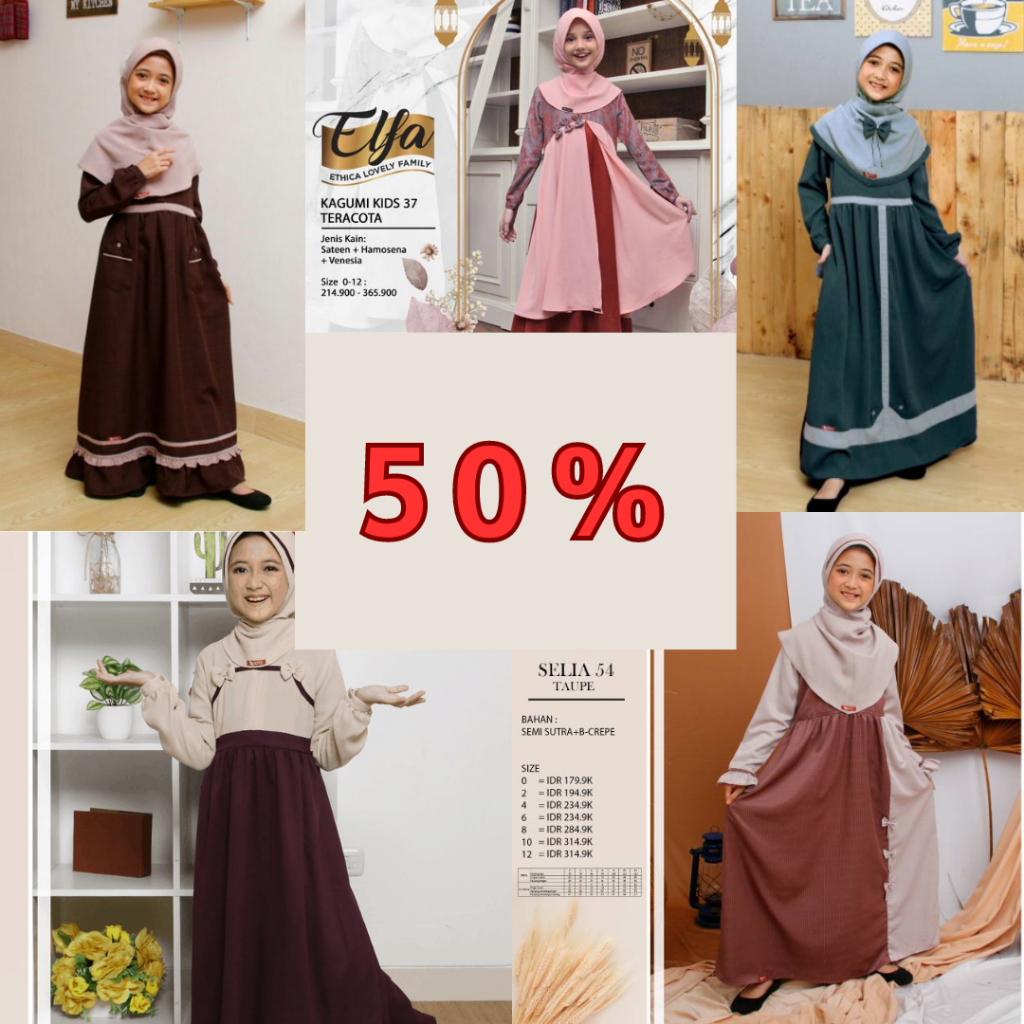 Seply Muslim Children's Clothes, Children's Gamis, Hijab Set, Size 12 ...