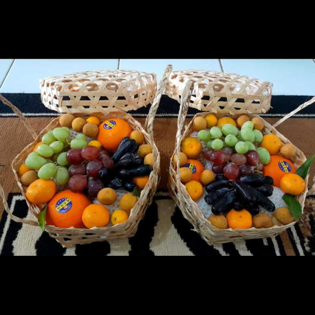 Hexagonal woven bamboo basket diameter 20cm tarawang basket keramjang ...