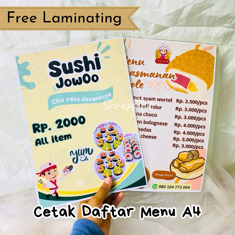 Print Menu List + A4 Size Laminating | Shopee Philippines