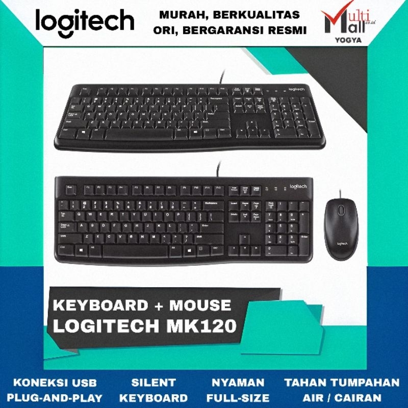 Logitech MK120 Mouse + Keyboard USB Water Resistance Windows Mac OS Chrome Linux | Shopee ...