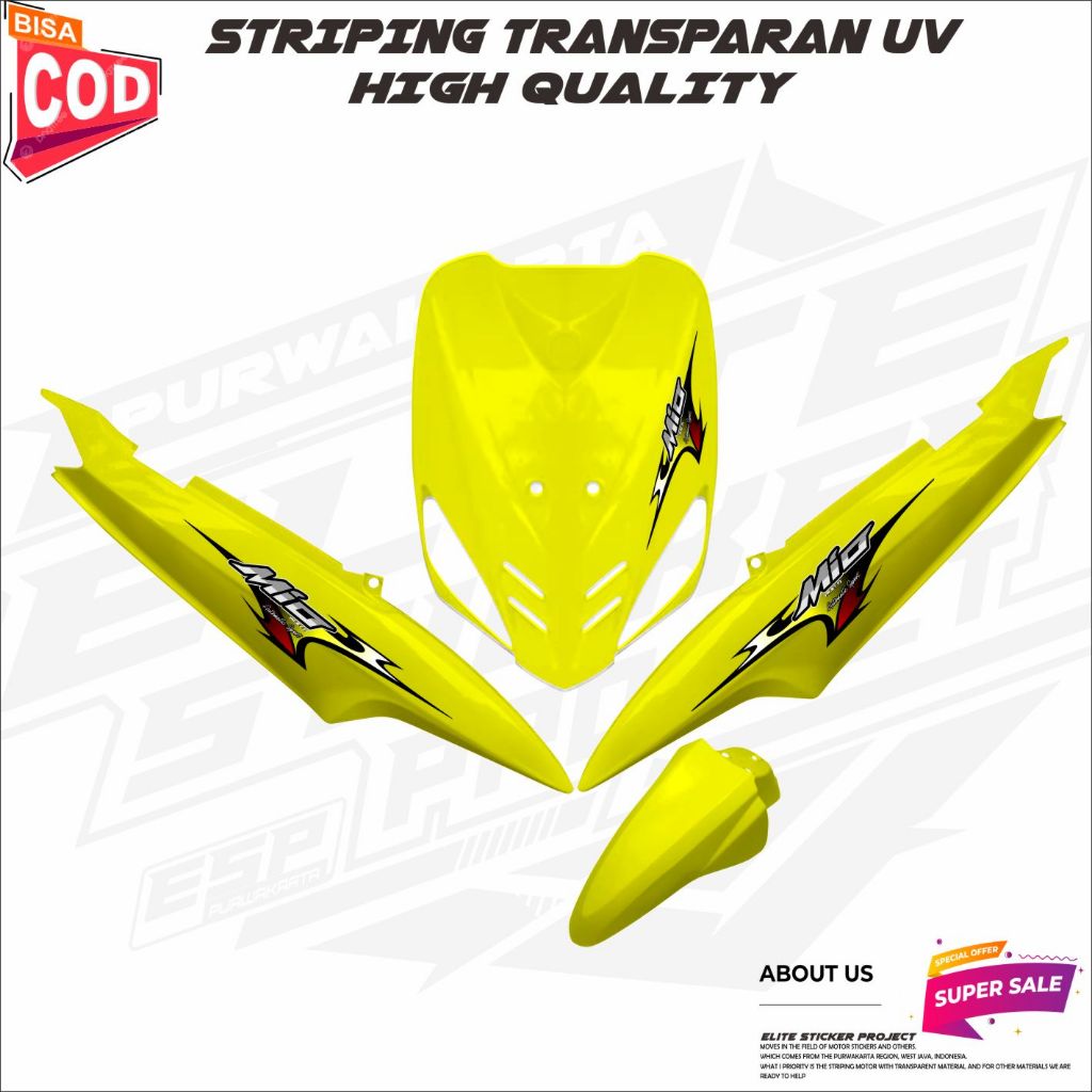 Yamaha MIO SPORTY / MIO SMILE TRANSPARENT VARIATION STRIPING STICKER ...