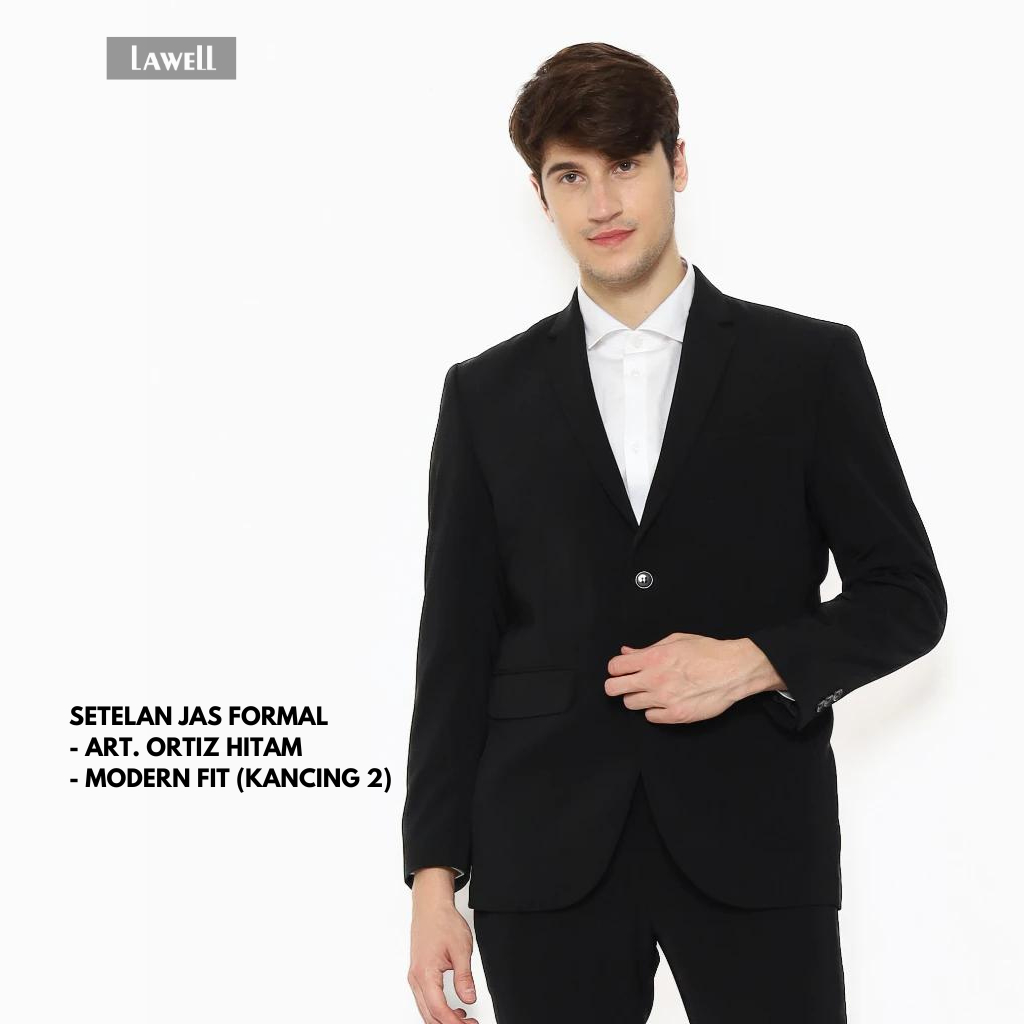 HITAM Lawell Men's Formal Suit and Trousers, Modern Fit Plain Black ...