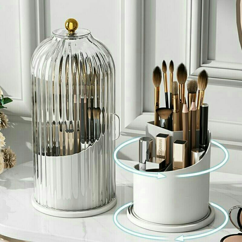 SKY 360 DEGREE ROTATING MAKEUP BRUSH BOX - TRANSPARENT MULTIPURPOSE ...