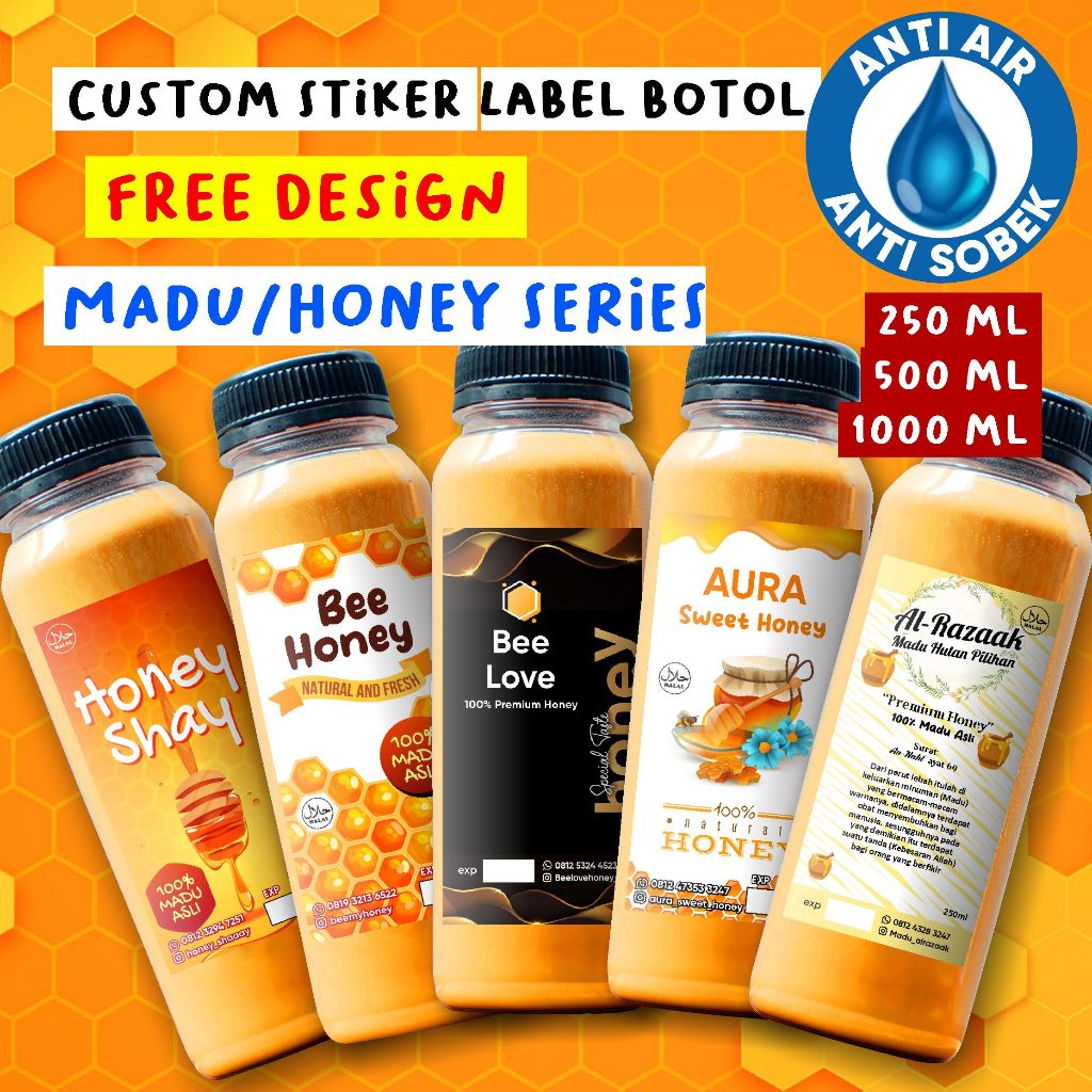 Honey Label Sticker Honey Bee Sticker Original Acacia Kaliadri ...