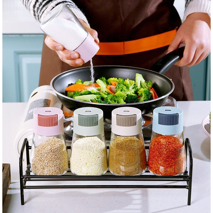 LYSASHOP Kitchen Spice Dispenser Unique Glass Bottle Automatic Salt ...