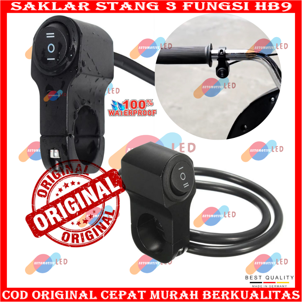 ORIGINAL 3-WIRE HANDLEBAR SWITCH HB9 WATERPROOF UNIVERSAL CLIP-ON ...