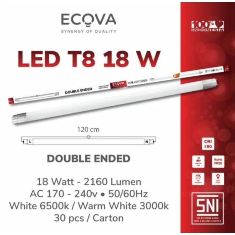Ecova Lamp T8 18W 18WATT 18 W 18 WATT LED 120cm Tube Lamp Ceiling ...