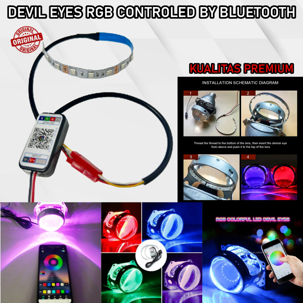 Devil eye RGB Controller Eyebrow Light Projie Bluetooth Connection ...