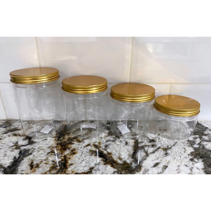 Plastic Jars 350ml, 500ml, 550ml, 650ml, 750ml silver and gold lids ...