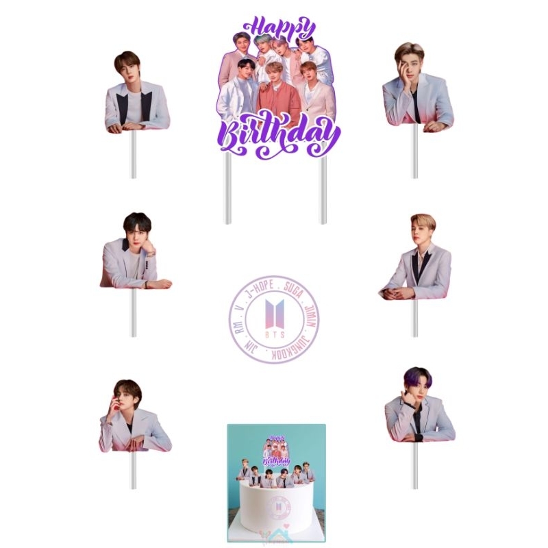 Bts topper, K-POP birthday cake decoration, Korean character ...
