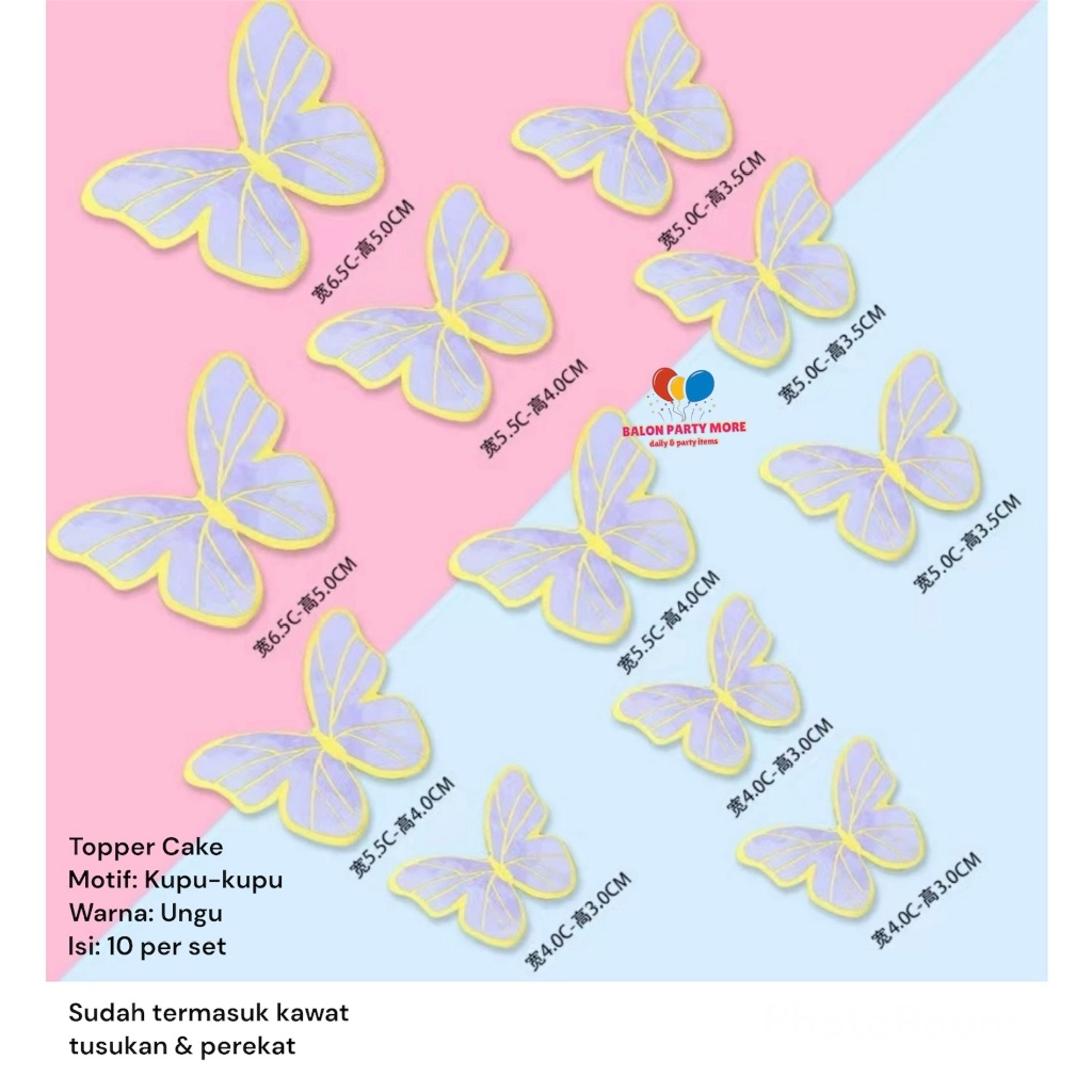 UNGU [PURPLE] Butterfly TOPPER BOUQUET DECORATION CAKE TOPPER BIRTHDAY ...