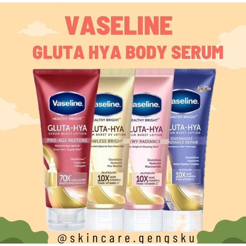 MERAH Vaseline Gluta Hya Gold Pink Dewy Red Collagen Radiance Flawless ...