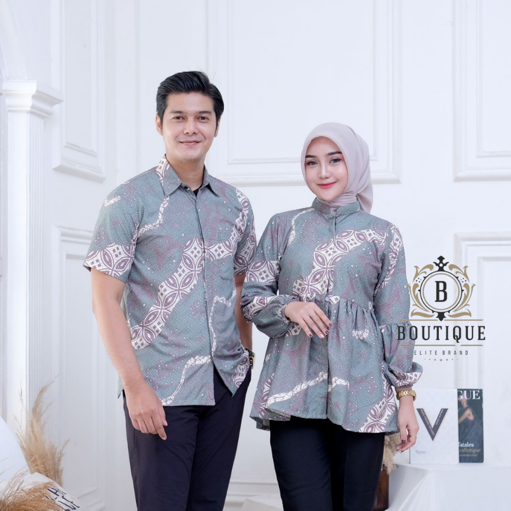 KEMEJA Boutique Batik 2024 Latest Dobi Sage Motif Men's Shirt And Women ...