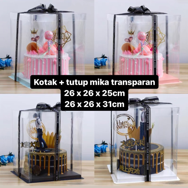 Transparent Mica Box (Box+Clear Lid) 26x26x25cm 26x26x31cm/flower ...