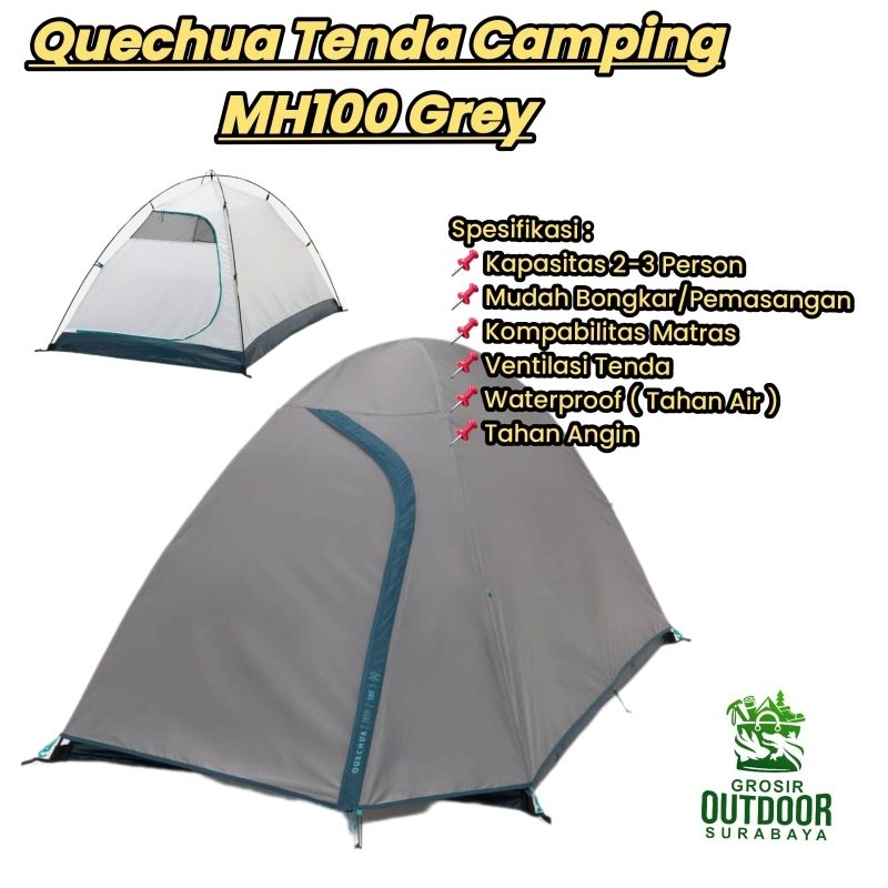 TENDA Quechua MH100 Tent Hood 2-3 Person Gray Decathlon. | Shopee ...