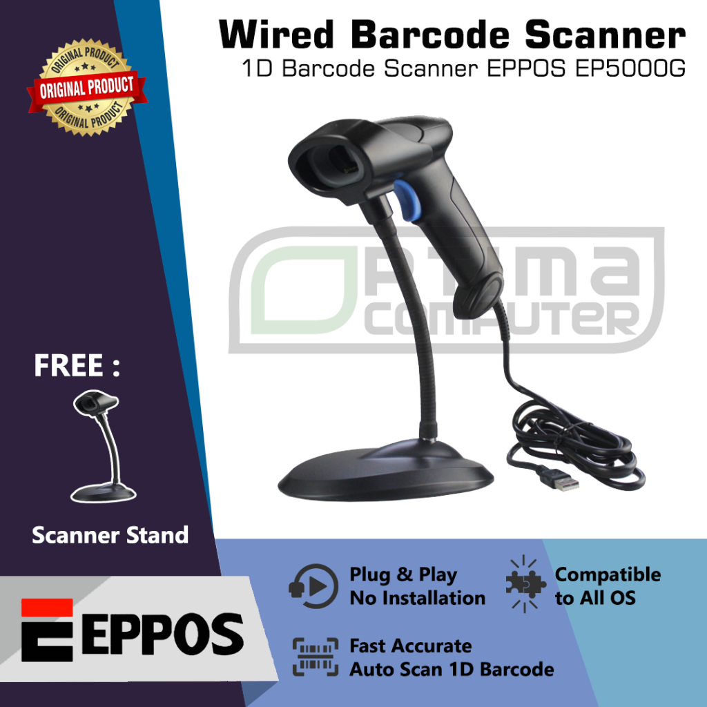 Wired Barcode Scanner 1D EPPOS EP-5000G | Shopee Philippines