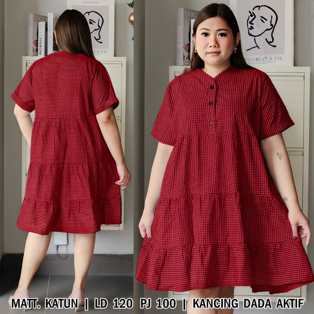 RO Dress Diana Big Size XXXL Ld 120 cm P 95 cm B 200 gr Cotton Polyester 4120 | Shopee Philippines
