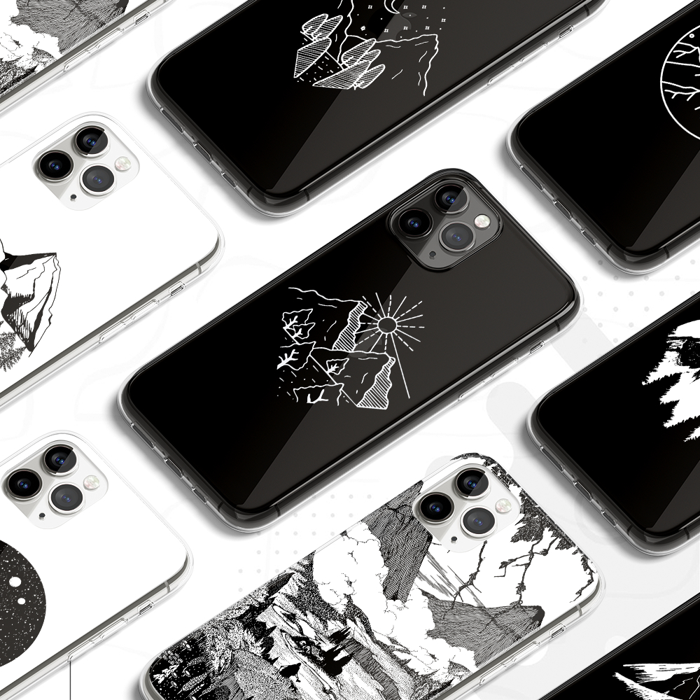 HP Premium Black and White Mountain Collection Case (All Types of Cell ...