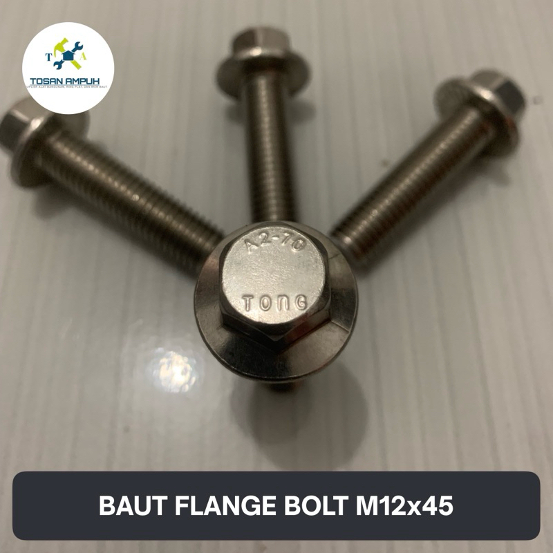STAINLESS FLANGE BOLT M12x45 P1.75 KEY 15 | Shopee Philippines