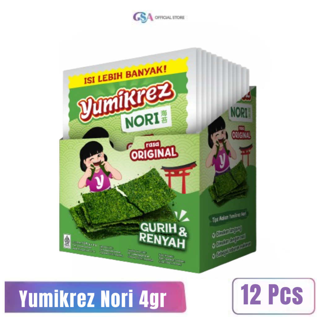 Yumikrez Nori Crispy Seaweed Original Flavor 4gr x 12pcs | Shopee Philippines