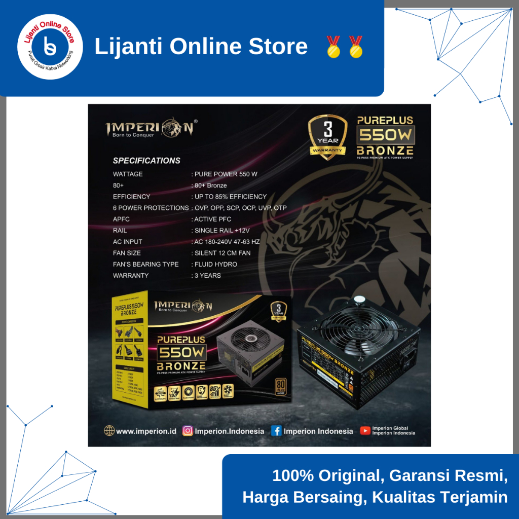 Imperion PSU PUREPLUS 550w BRONZE/IMPERION POWER SUPPLY PURE PLUS 550 ...