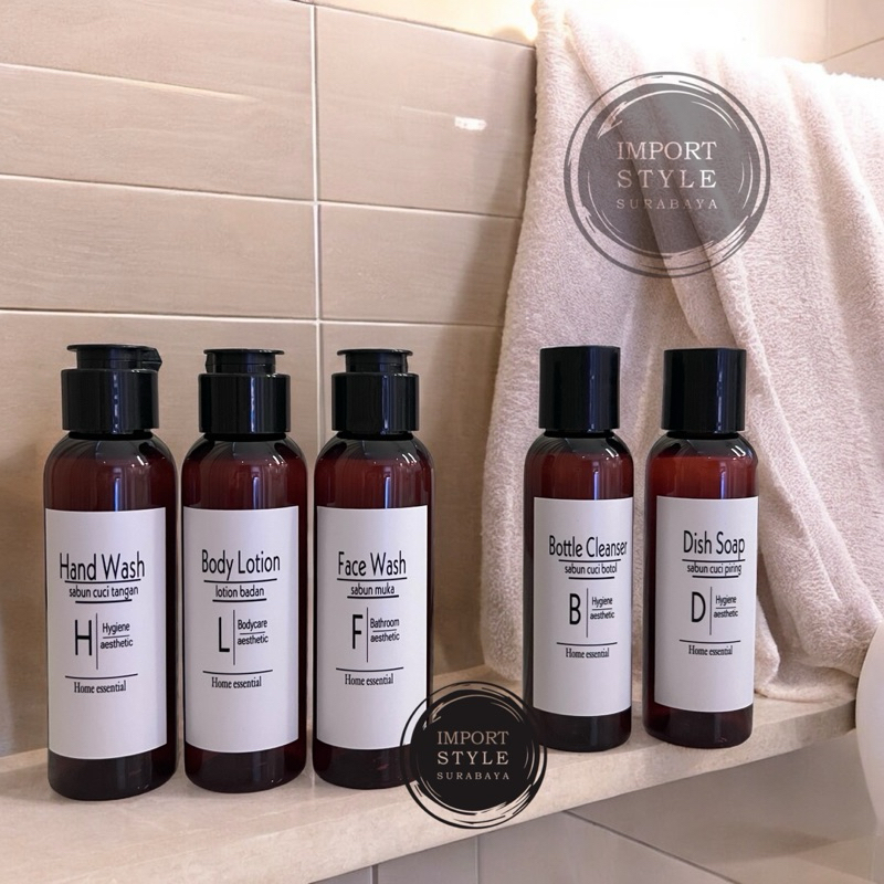 Travel bottle SIZE Brown/AMBER 100ML LABEL SQUARE PRESSTOP FLIPTOP ...