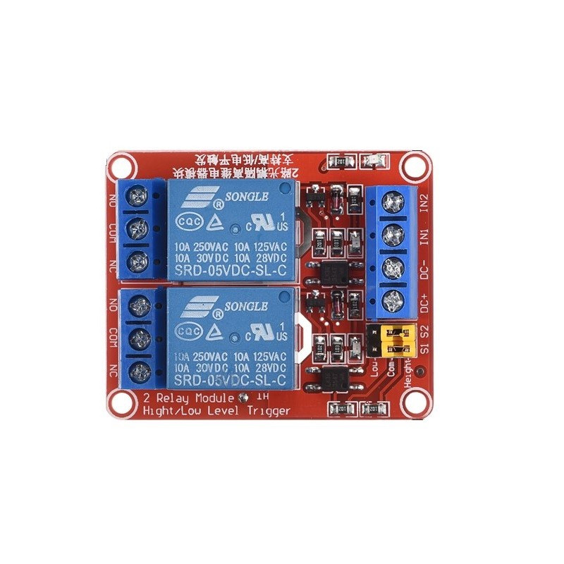 2 Channel Relay Optocoupler Module 5V Red Board Version Active HIGH/LOW ...