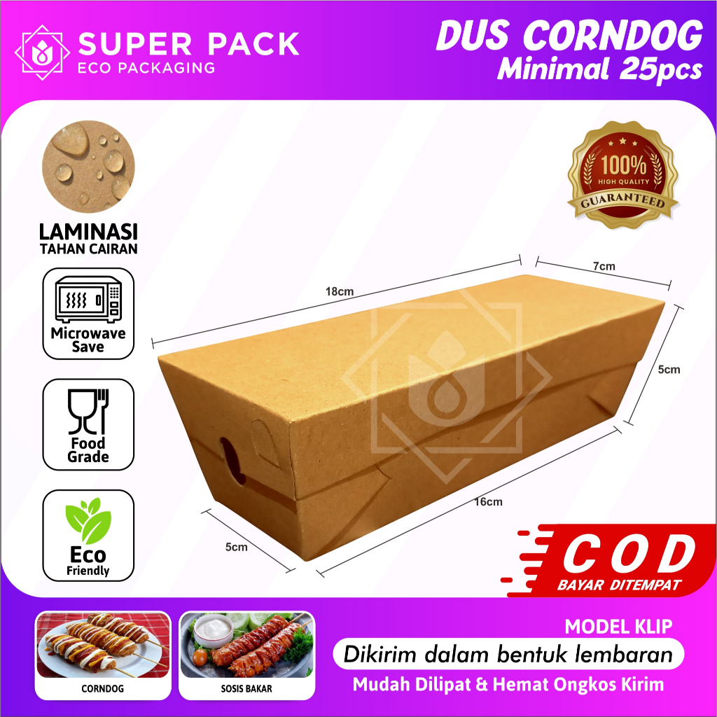 Box Styrofoam Corn Dog Grilled Sausage Kraft Paper 290gsm Taichan Satay ...