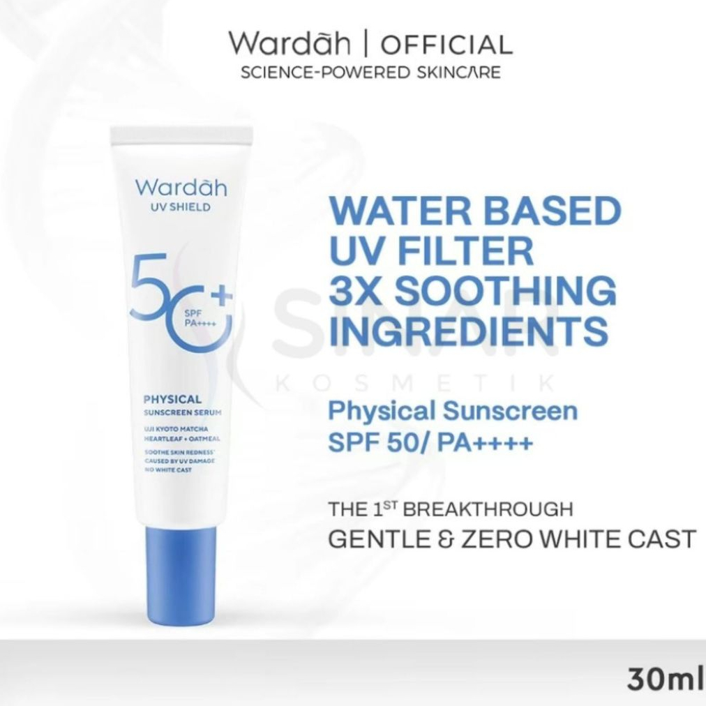 Sinar Wardah Uv Shield Physical Sunscreen Serum SPF 50 PA ++++ 30ml ...