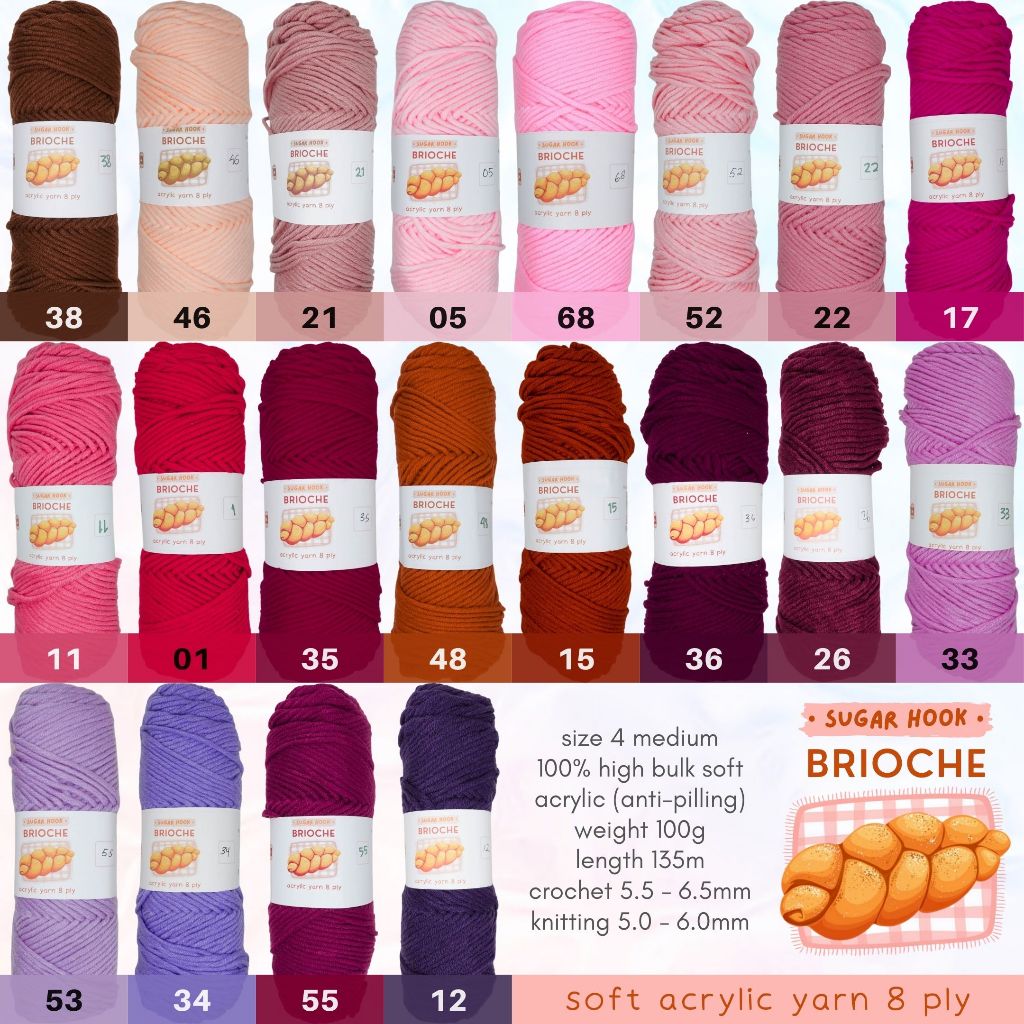 [1-30] Brioche Acrylic Yarn 8 ply | Soft Acrylic Yarn / Milk Cotton ...
